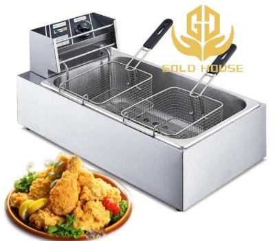 China 6 Liter Electric Double Basket Deep Fryer Commercial With Double Pot for sale