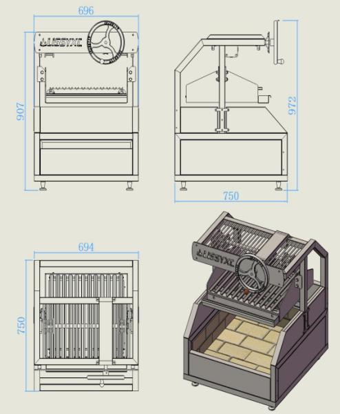Quality CH-700 Argentine Adjustable Height Grill Fruitwood Heating Self Locking for sale