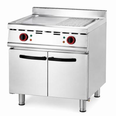 China 700mm Commercial Electric Griddle 2/3 Flat + 1/3 Grooved With Cabinet Model SZT-TGE 380V 9KW Teppanyaki Grill for sale
