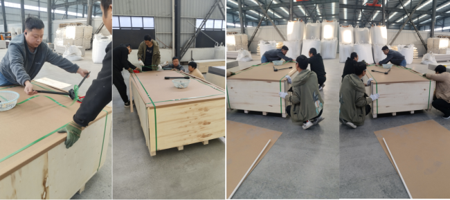 Professional packaging of aluminum composite panels in wooden crates