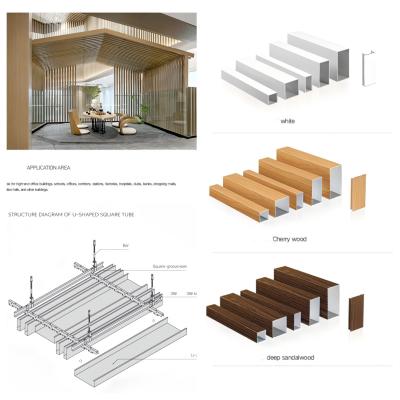 Cina 40X120MM soffitto in alluminio a forma di U per uffici all'interno di accessori per pannelli perforati in vendita