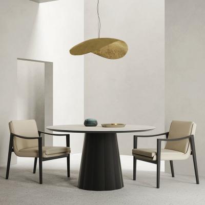 China Pumpkin Fluted Base Sintered Stone Round Table ISO9001 Meeting Space Tables for sale