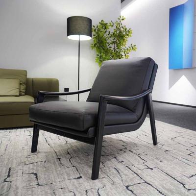 China Multi Purpose Solid Wood Lounge Chair Leather Upholstery For Hotel for sale