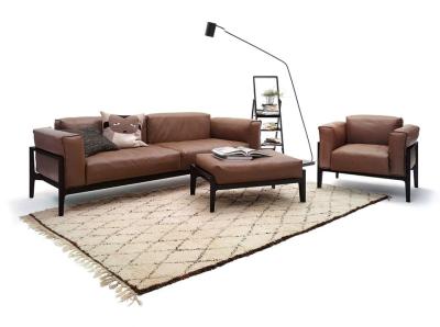 China One-piece Molded Solid Wood Legs Office Reception Sofa with Solid Wood Inner Frame and Fabric PU Genuine Leather Optional for Commercial Lounge Sofa for sale