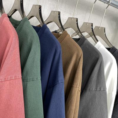 Cina Acid Vintage lavato 250g T-shirt maschile in difficoltà Peso pesante bianco T-shirt oversized in vendita