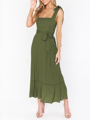 China Spring Sleeveless Casual Party Dresses Women High Waist Midi Summer Dresses for sale