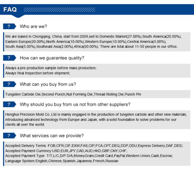 Custom tungsten carbide die mold for nuts - complete set