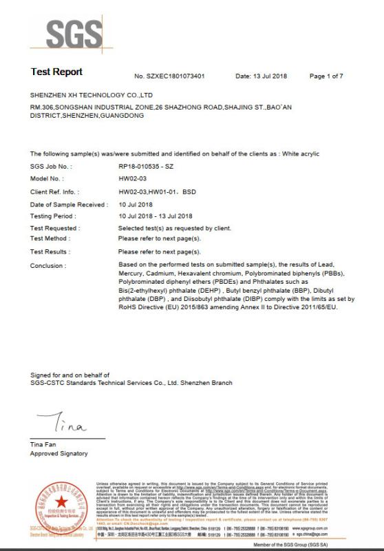 Test Report - Shenzhen XH Technology Co., Ltd.