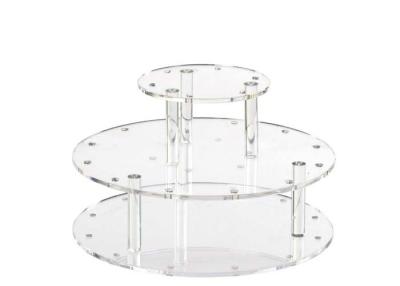 China Round 3 Layer Acrylic Cake Stand , Clear / Black Acrylic Candy Display for sale