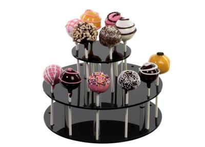 China Round 3 Layer Acrylic Cake Stand , Clear / Black Acrylic Candy Display for sale