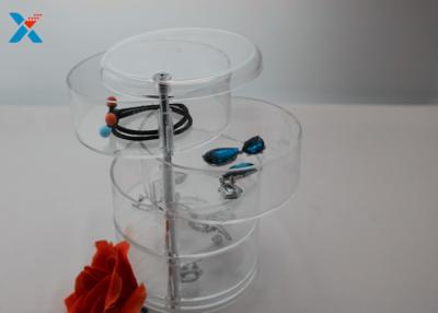 China Rotating Acrylic Jewelry Display Case , 4 Tiers Round Acrylic Jewellery Display Stands for sale