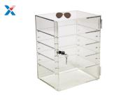 China Rectangular Clear Acrylic Display Rack Locking Acrylic Display Case Adjustable Shelves for sale