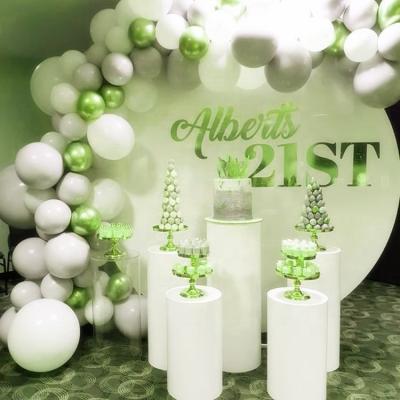 China Custom Print Acrylic Plate Display Stands Backdrop Decoration Wedding Round White for sale
