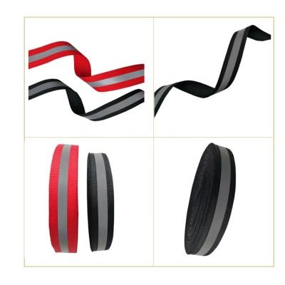 China 25mm 15mm Red Reflective Nylon Polypropylene Webbing Straps For Uniforms Shoes Backpack for sale