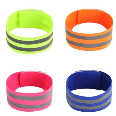 China Fluorescent Orange Reflective Armbands For Running Tape Elastic Bands Leg Bind Green Safety Running Ankle for sale