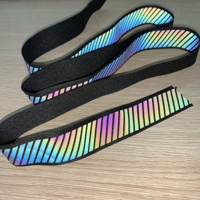 China 3cm Colorful Rainbow Reflective Webbing for bag sports wear hat for sale