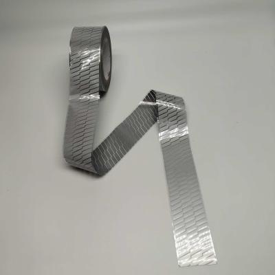 China Silver Twill Stripes Reflective Heat Transfer Film Self Adhesive For Clothing Jackets Shoes for sale