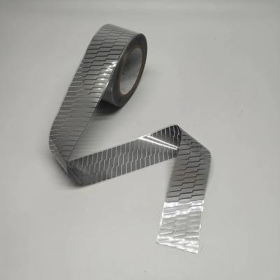 China Silver Twill Stripes Reflective Heat Transfer Film Self Adhesive For Clothing Jackets Shoes for sale