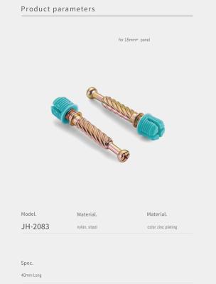 China 40mm Steel Minifix Connecting Bolts With Dowel, Connecting Fitting for rta furniture for sale