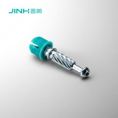 China Jh-2148 Mini Cam Screw Cam Bolt Dowel 32mm Platzsparende Möbelkopplung für flach gepackte Speichereinheiten zu verkaufen
