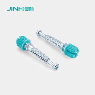 Cina JINHAN JH-2145 Minifix Connecting Rod Spreading Bolt - Acciaio laminato a freddo placcato in zinco blu con tappo di espansione in nylon per l'assemblaggio di mobili a pannello da 15 mm + in vendita