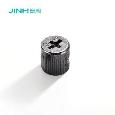 China SPCC Cold Rolled Steel 12mm Minifix Cam Lock Fitting Black Nickel Plated JH-1046 Hidden Eccentric Connector for Cabinets for sale
