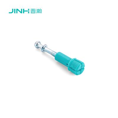 Cina Jh-2163 32mm Cam Connector Screw. ♪ Cold-Drawn Carbon Steel Bolt & Nylon Expansion Insert. ♪ 32mm di lunghezza, blu zincato in vendita