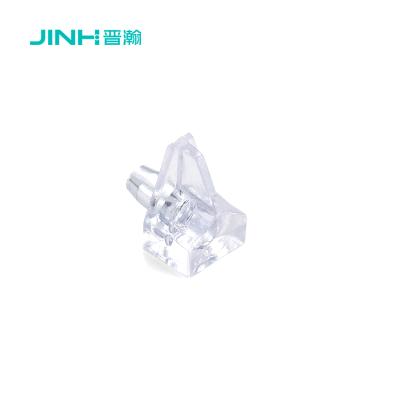 China Jinhan JH-4004 Crystal Clear Shelf Support Bracket, Transparent Plastic & White Zinc-Plated Steel Layer Support Peg for sale