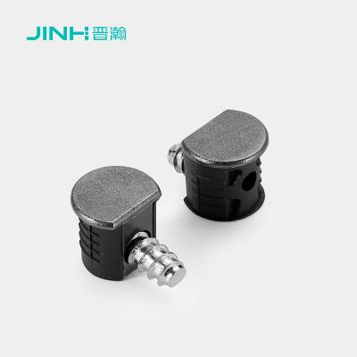 중국 JH-4042 반원형 건메탈 선반 브래킷 - 아연 합금 & ABS 플라스틱 구조, 아연 도금 마감, 가구 보드 15mm 이상 두께용 소형 12mm 크기 판매용