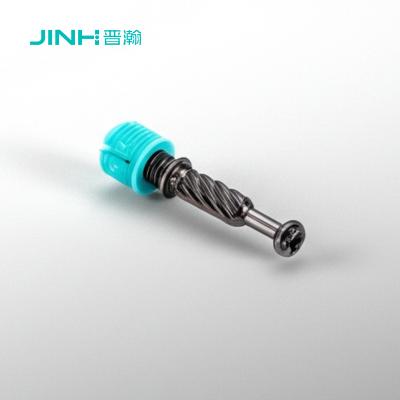 China JH-2136 Three-in-One Fastener Connector Dowel with Plastic Sleeve, 32mm, Black Nickel Plated Cold Rolled Steel for 15mm+ Board Cabinet & Wardrobe for sale