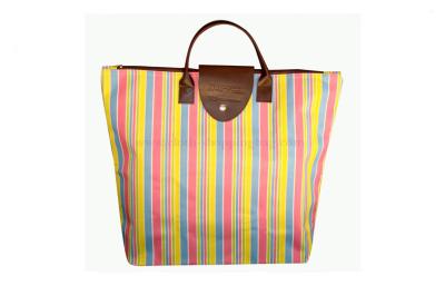 China Eco - friendly waterproof foldable shopping bags , PU leather Handle for sale