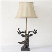 China TRF130004 Deer head base with fabric lampshade table lamp study room lamp home decoration for sale