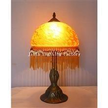 China TRH100001BR-Traditional Collection Victorian fringed glass shade table lamp for sale