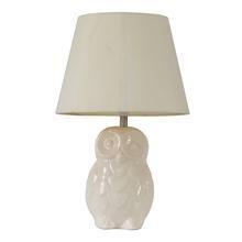China TRF110007 11 inch ceramics owl base modern fabric table lamp cloth lighting jiufa lighting for sale