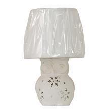 China TLF070004 White Owl Ceramic Table Lamp fabric lampshade home decor mini table lights for sale