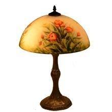 China TRH140002 14 inch Reverse Hand Painted Lamp Tulips Grape glass table lamp factory for sale