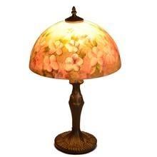 China TRH120007 12 inch Reverse Hand Painted Lamp glowing flowers Grape glass table lamp jiufa factory for sale