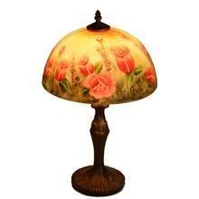 China TRH120006 12 inch Reverse Hand Painted Lamp glowing tulips Grape glass table lamp jiufa factory for sale