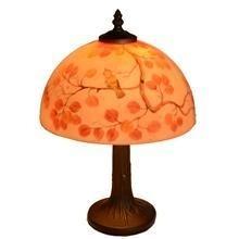China TRH100004 10 inch Reverse Hand Painted Lamp bird on the tree Grape glass table lamp factory for sale