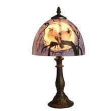 China TRH080021 8 inch Reverse Hand Painted Lamp moon and love bird Grape glass table lamp for sale