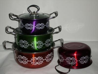 Κίνα το καυτό διπλό χρώμα του 2015 cookware έθεσε & ζωηρόχρωμο μαγειρεύοντας δοχείο χάλυβα pot& stainles προς πώληση