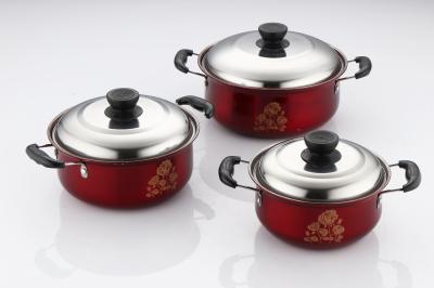 China cookware set stainless steel & cooking pot & 16/18/20cm pot set &red /orange color cookware set for sale