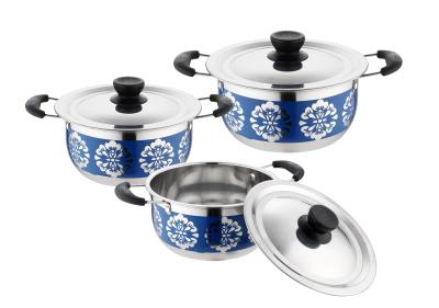 China hot selling 6pcs  cookware set with red color  &16/18/20cm cooking pot &16cm/18cm/20cm cookware set in  stainless steel à venda