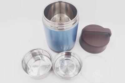 China 1.8L Food grade stainless steel container flask round shape food warmer lunch box with plastic lid for sale