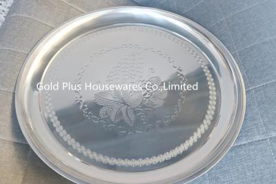 35cm Decorative rolling tray for wedding luxury stainless steel silver tray home cook use serving round tray