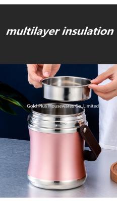 Cina Outdoor travel 1.6L lunch box metal students thermo stainless steel 3 layers takeaway food container with handle in vendita