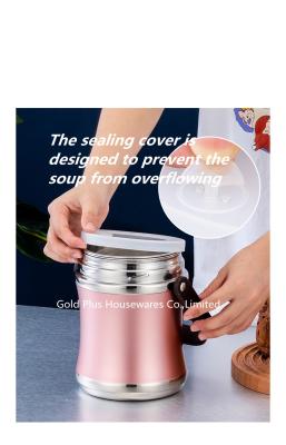 China 1.6L Slim waist shaped keep food warm container soup pot with handle stainless steel insulated vacuum tiffin carrier for sale