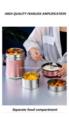 China 2L Tableware heat insulation barrel golden color vacuum food container double wall insulated food flask for sale