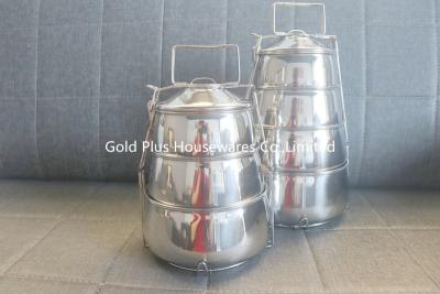Cina Amazon hot sale multi-layer stackable tiffin food container 3 tiers stainless steel bento lunch box in vendita