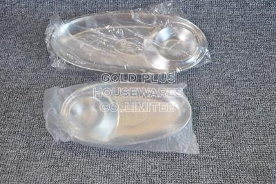 Cina Japanese style oval food plate with sauce dish reusable eco-friendly food plate stainless steel kimchi plate in vendita